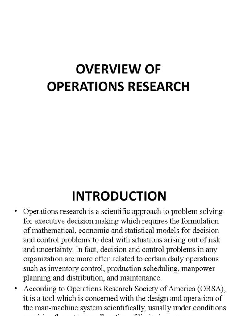 Overview of Ot | PDF | Mathematical Optimization | Linear Programming