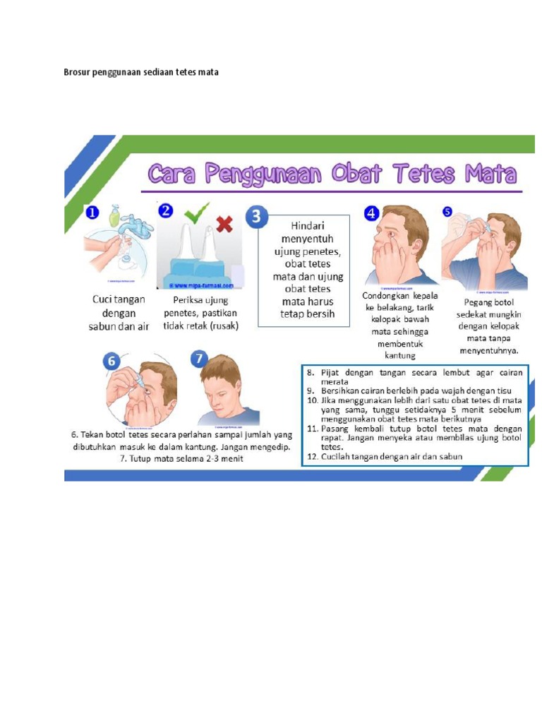 Brosur Penggunaan Sediaan Tetes Mata, Salep Mata Dan Tetes Telinga | PDF