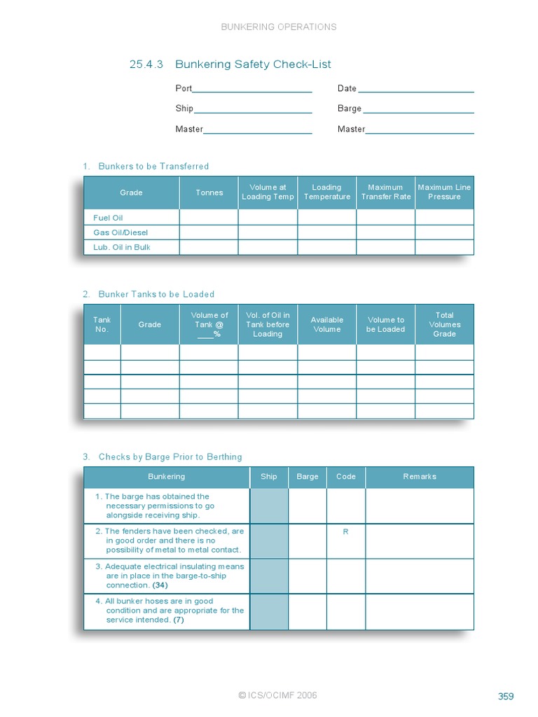 I5 Bunkering Safety Checklist Interactive | PDF | Fuel Oil | Ships