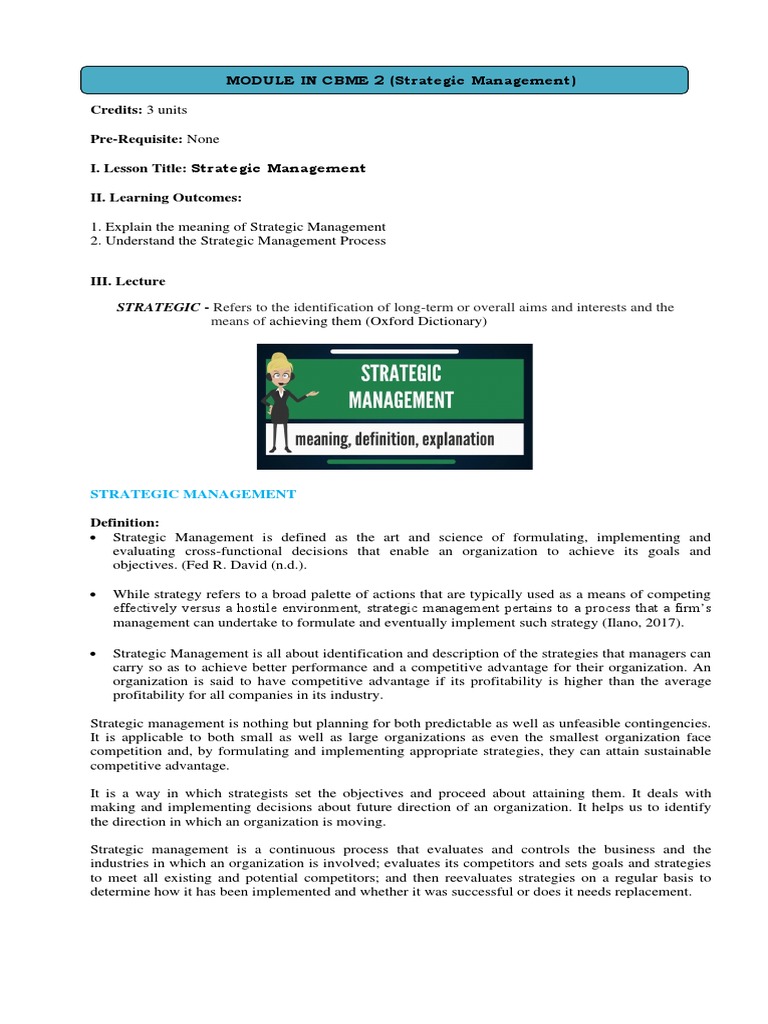 Lessons 1 2 3 Cbme Combine | PDF | Strategic Management | Strategic ...