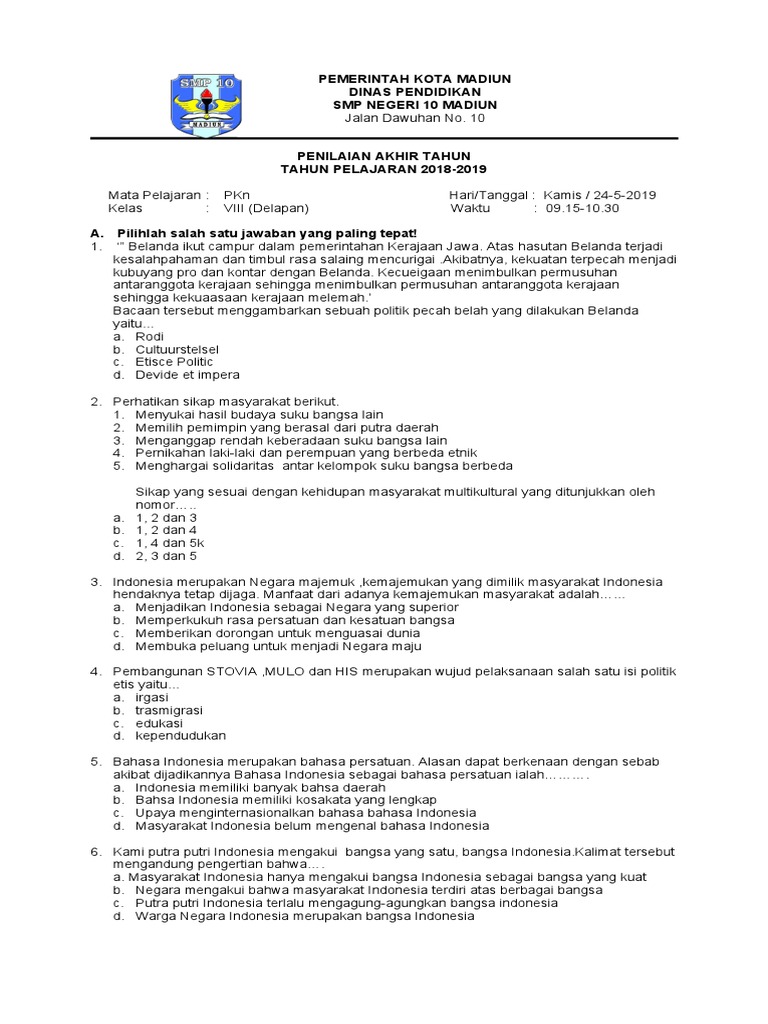 Soal Pat Genap Klas 8 | PDF