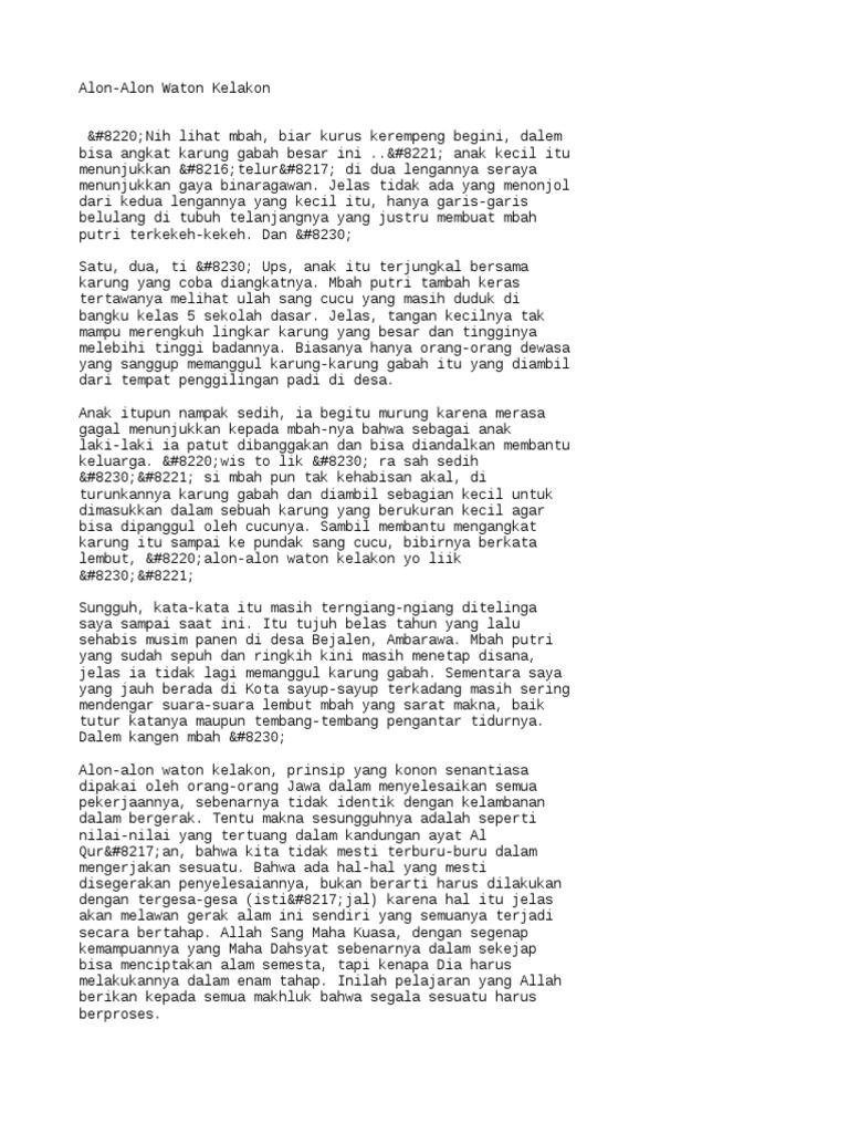 Alon-Alon Waton Kelakon | PDF