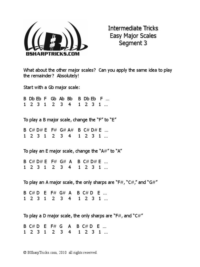 77 - Intermediate Tricks - Easy Major Scales - Lesson 1 Segment 3 | PDF ...