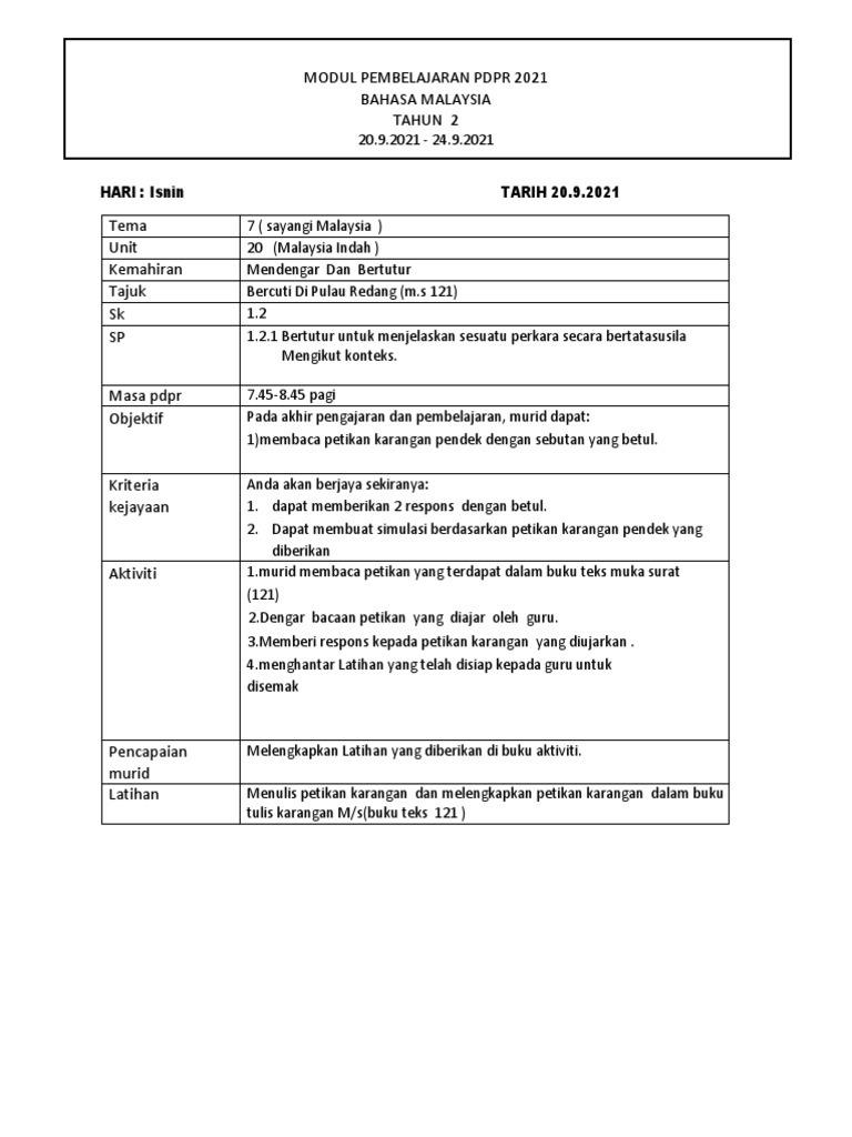 BM THN 2 20 Sept | PDF | Karier & Perkembangan | Kajian Bahasa Asing