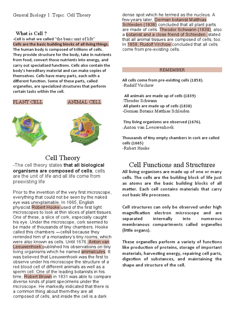 General Biology 1 Notes | PDF | Cell (Biology) | Cell Membrane