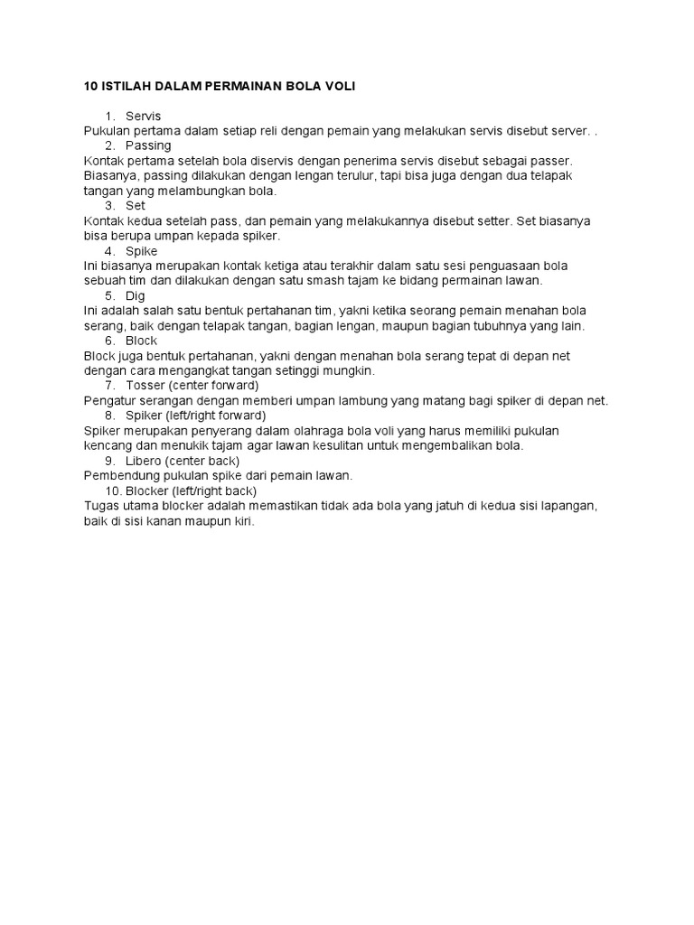 Rafki Sahasika Riyuda - Istilah Dalam Permainan Bola Voli | PDF