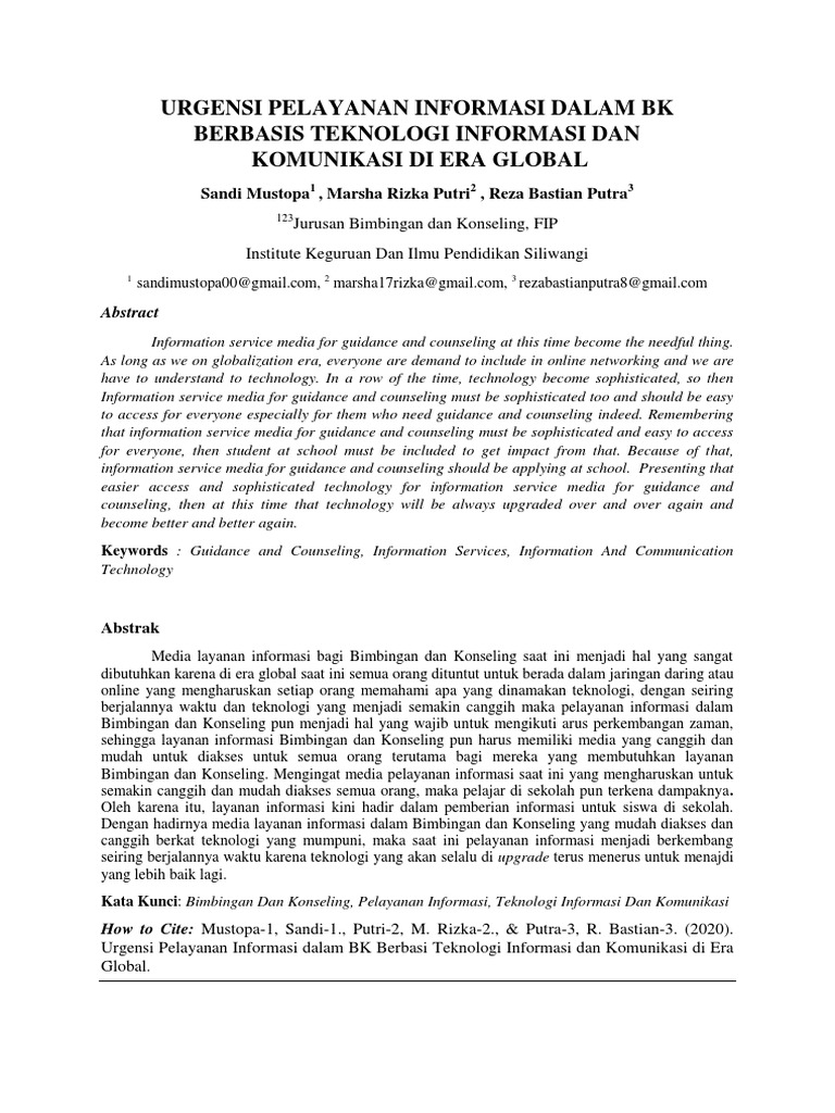 Urgensi Pelayanan Informasi Dalam BK | PDF | Karier & Perkembangan ...
