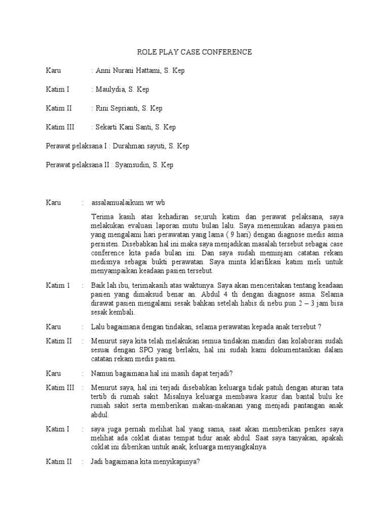 Role Play Case Conference | PDF