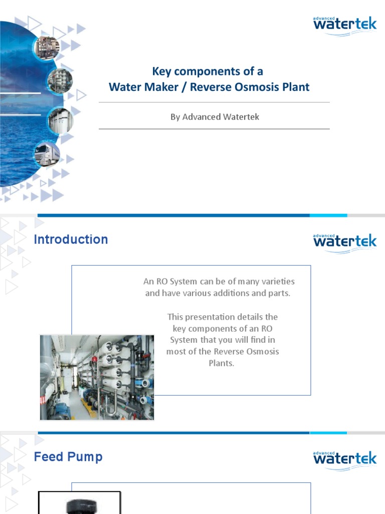 Key Components of A Water Maker / Reverse Osmosis Plant: by Advanced ...