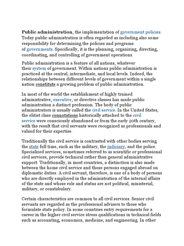 Public Administration, The Implementation Of: Government Policies | PDF ...