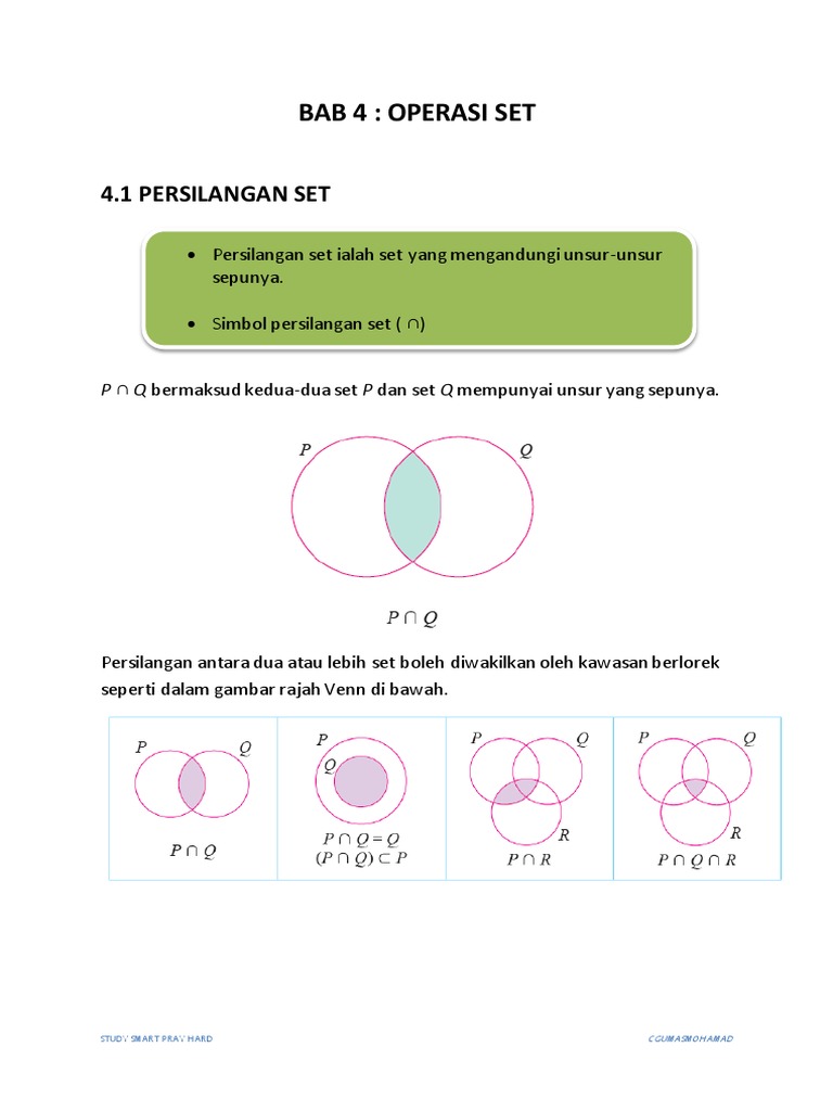 Bab 4 Operasi Set Matematik Tingkatan 4 | PDF