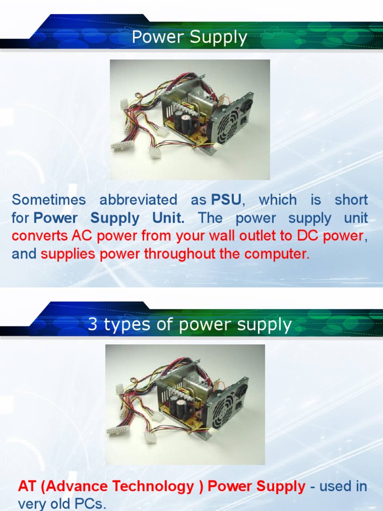 LESSON 5 - Parts and Function (Power Supply Unit) | PDF | Computer ...