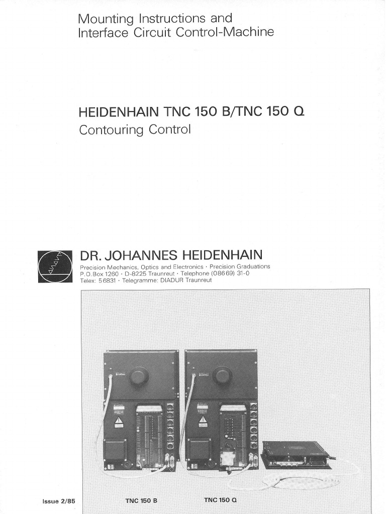 Mounting Instructions and Interface Circuit Control for HEIDENHAIN TNC 150 B/TNC 150 Q ...