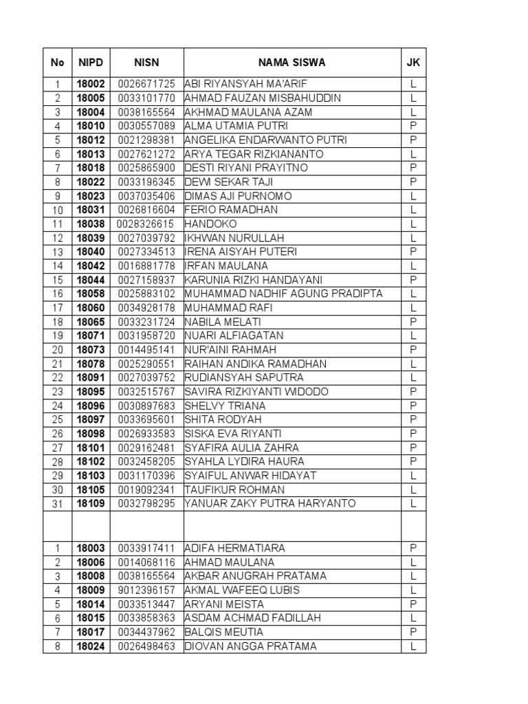 Data Siswa Pdf
