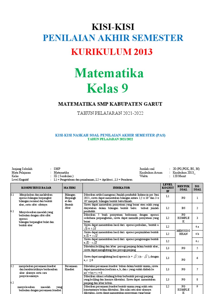 Matematika 9 | PDF | Metode & Bahan Ajar