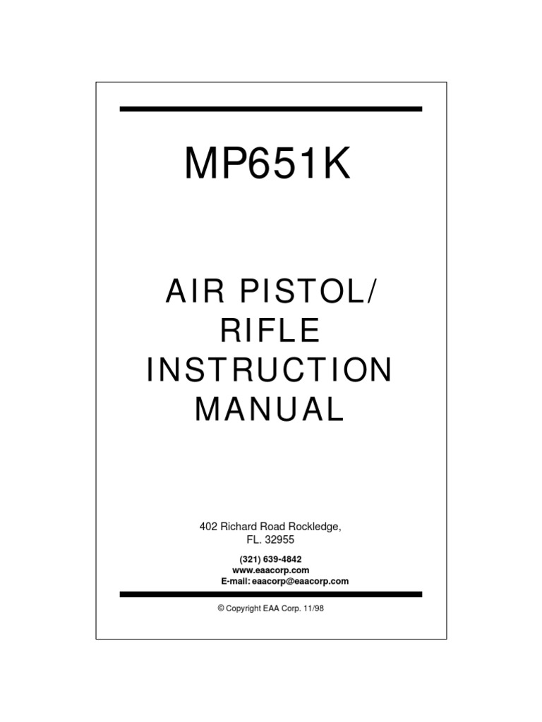 Air Pistol/ Rifle Instruction Manual: 402 Richard Road Rockledge, FL ...