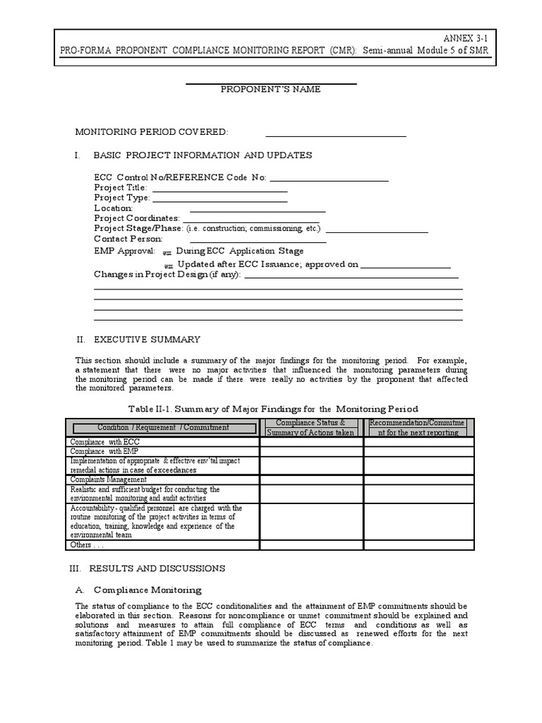 CMR Form | PDF | Environmental Monitoring | Regulatory Compliance