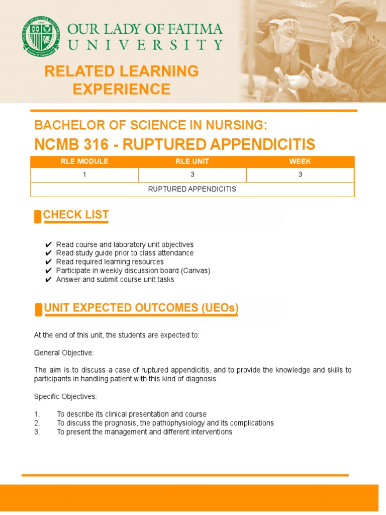 Ruptured Appendectomy - Docx 1 | PDF | Physical Examination | Abdomen