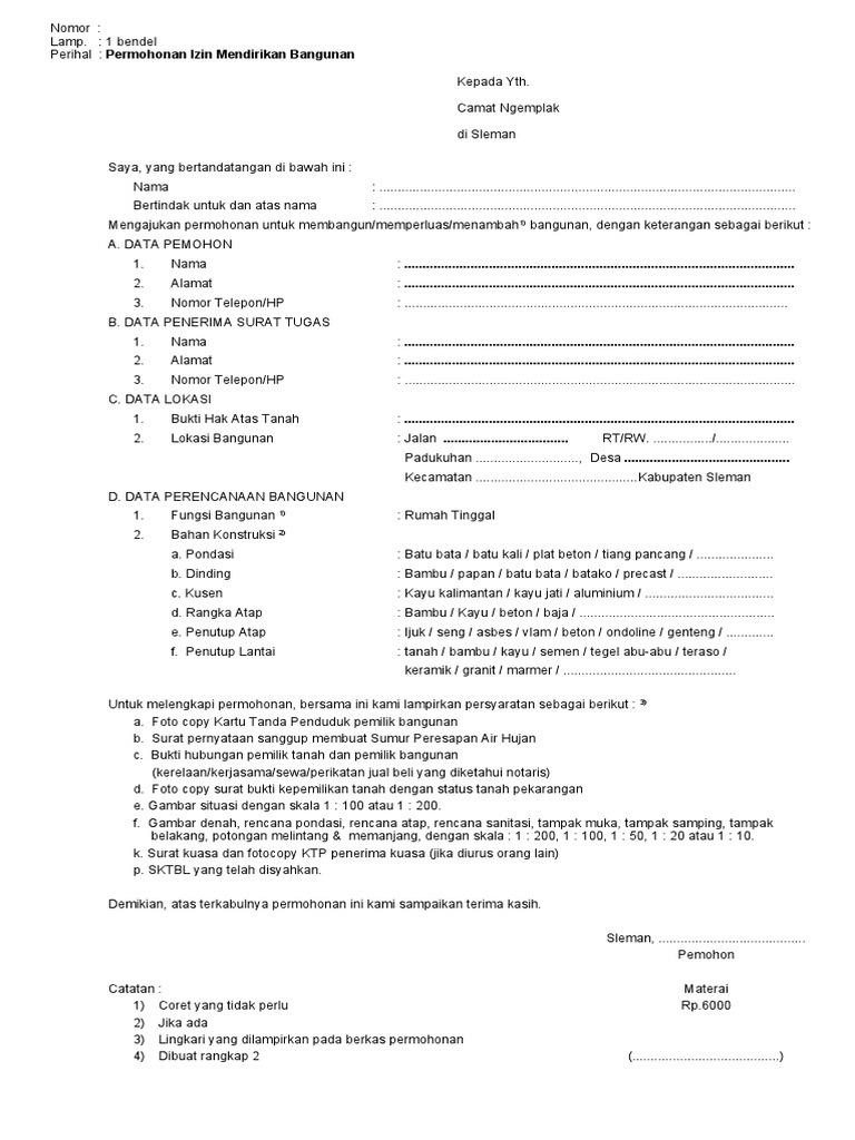 Surat Permohonan IMB | PDF