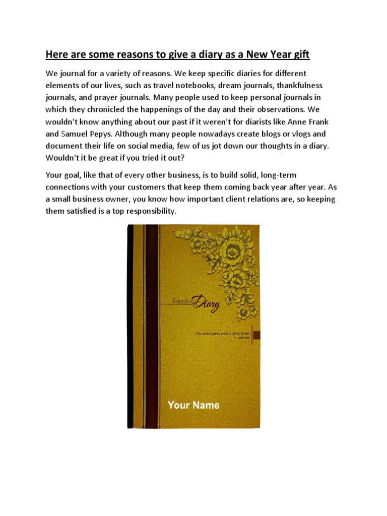 Business Gift Idea: Custom Diaries | PDF | Diary | Cognition
