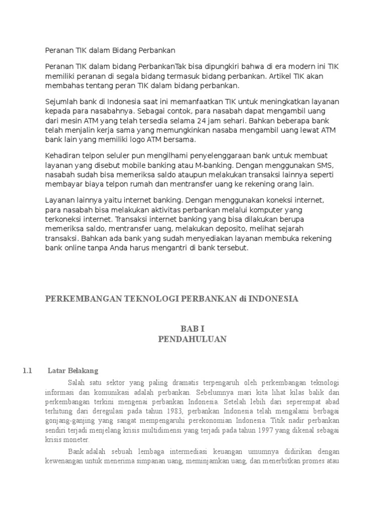 Peranan TIK Dalam Bidang Perbankan | PDF