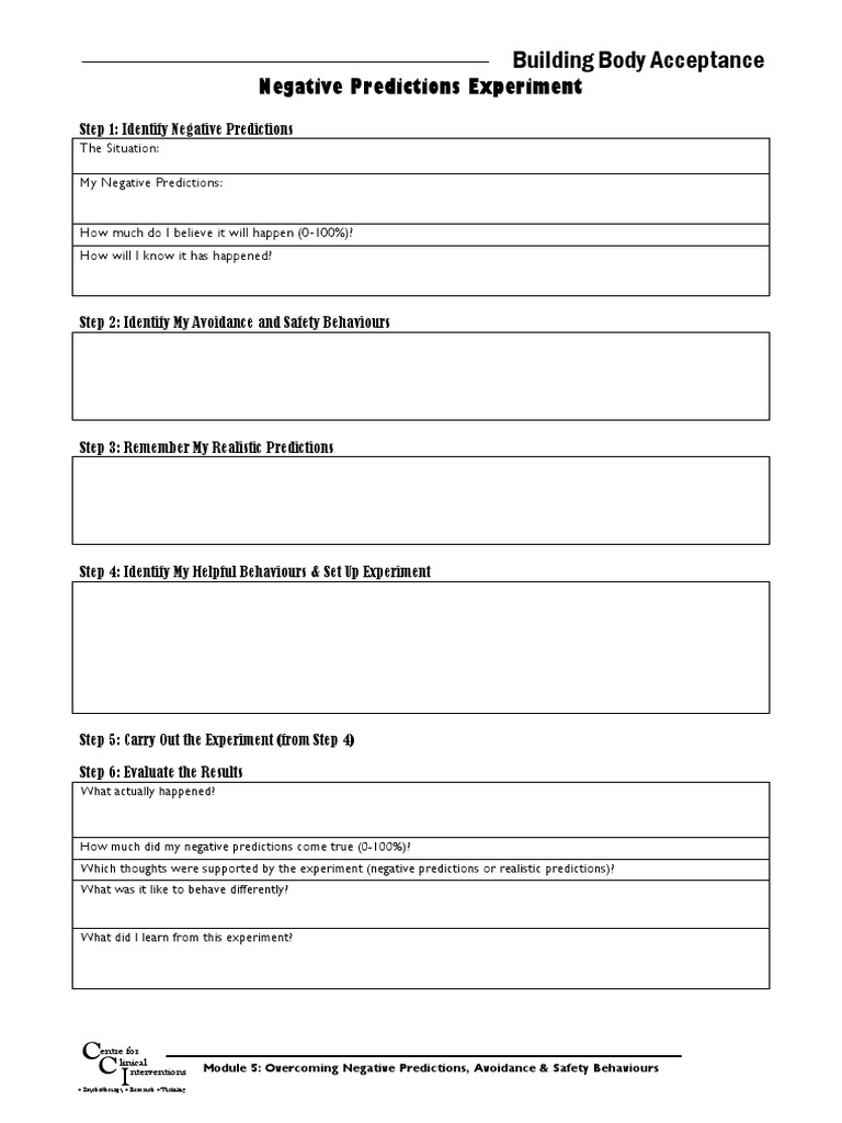 Building Body Acceptance: Negative Predictions Experiment | PDF