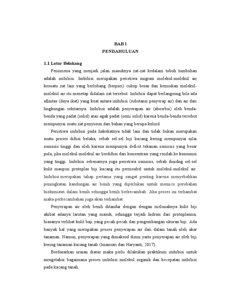 Laporan Praktikum Imbibisi Asd | PDF