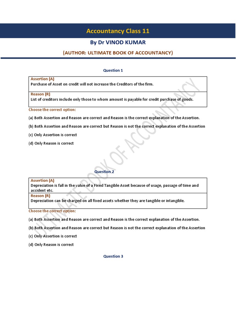 Accountancy Class 11: by DR Vinod Kumar | PDF | Depreciation ...