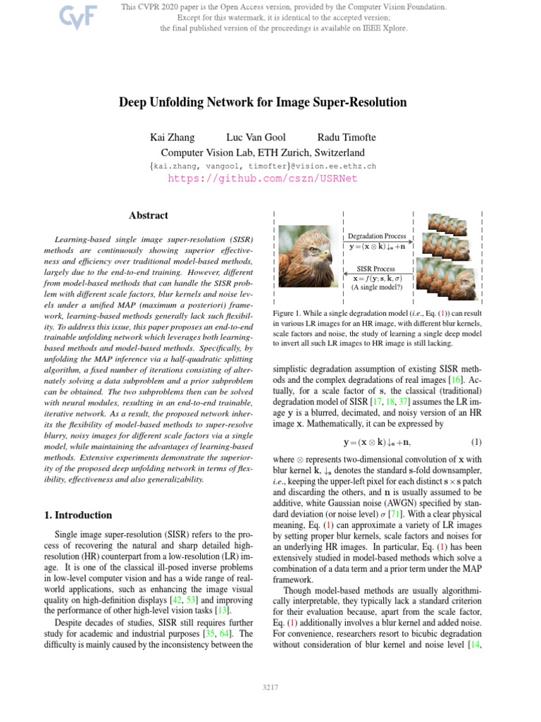 Zhang Deep Unfolding Network For Image Super-Resolution CVPR 2020 Paper | PDF | Mathematical ...