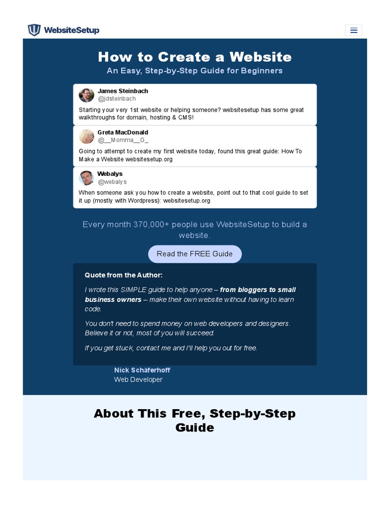 How To Create A Website: About This Free, Step by Step Guide | PDF ...