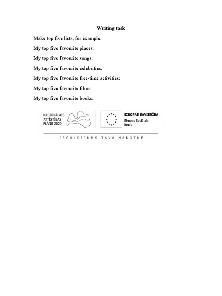 Writing Task Lists | PDF