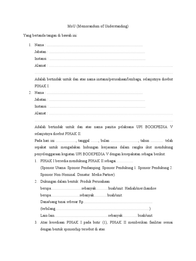 Mou Sponsorship Pdf