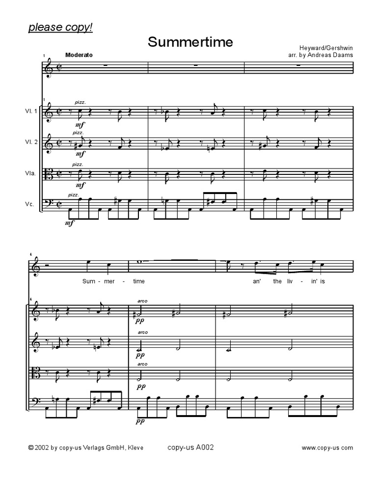 Sheet Music - Gershwin - Summertime | PDF