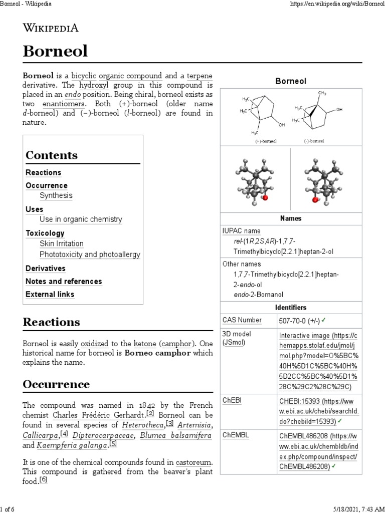 Borneol - Wikipedia | PDF | Chemistry | Physical Sciences