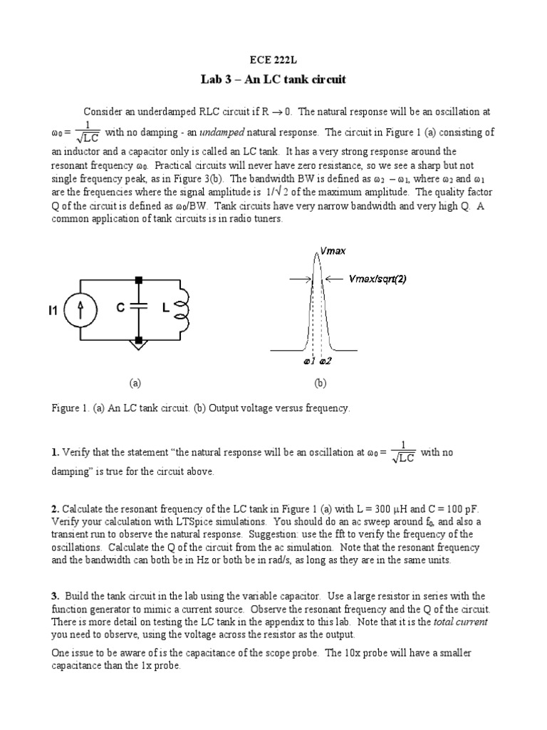 Lab 3 Tank Circuit | PDF | Resonance | Electrical Network