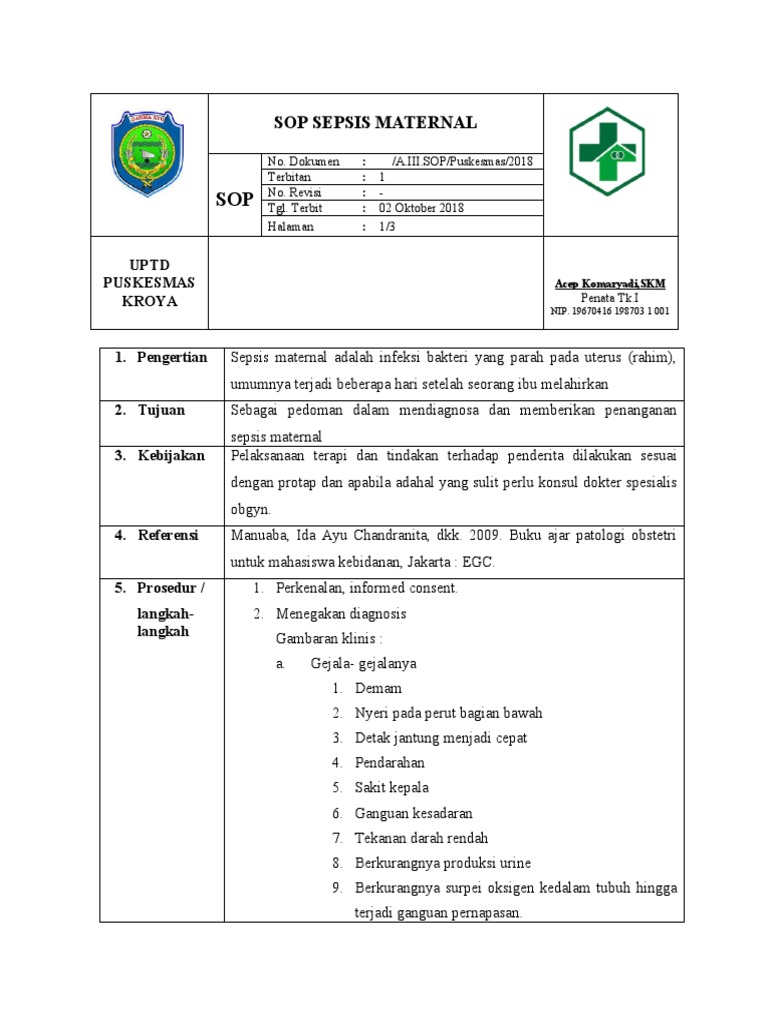 Sop Sepsis Maternal 444 | PDF