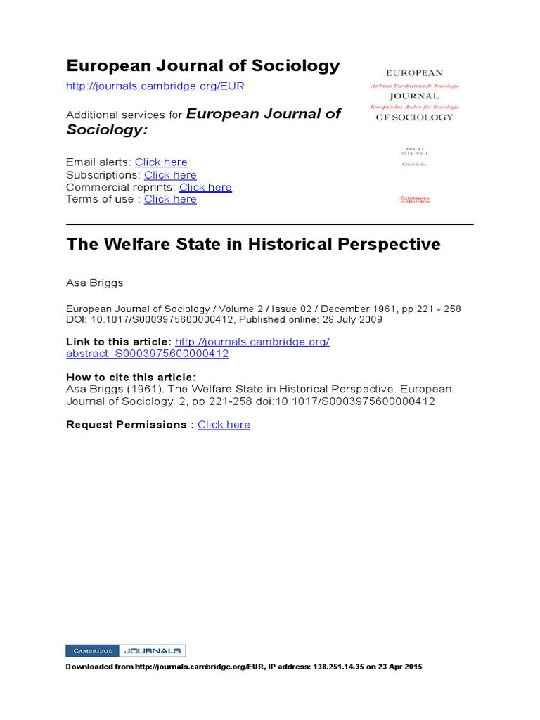 Welfarestate in Historical Perspective | PDF | Welfare State | Welfare