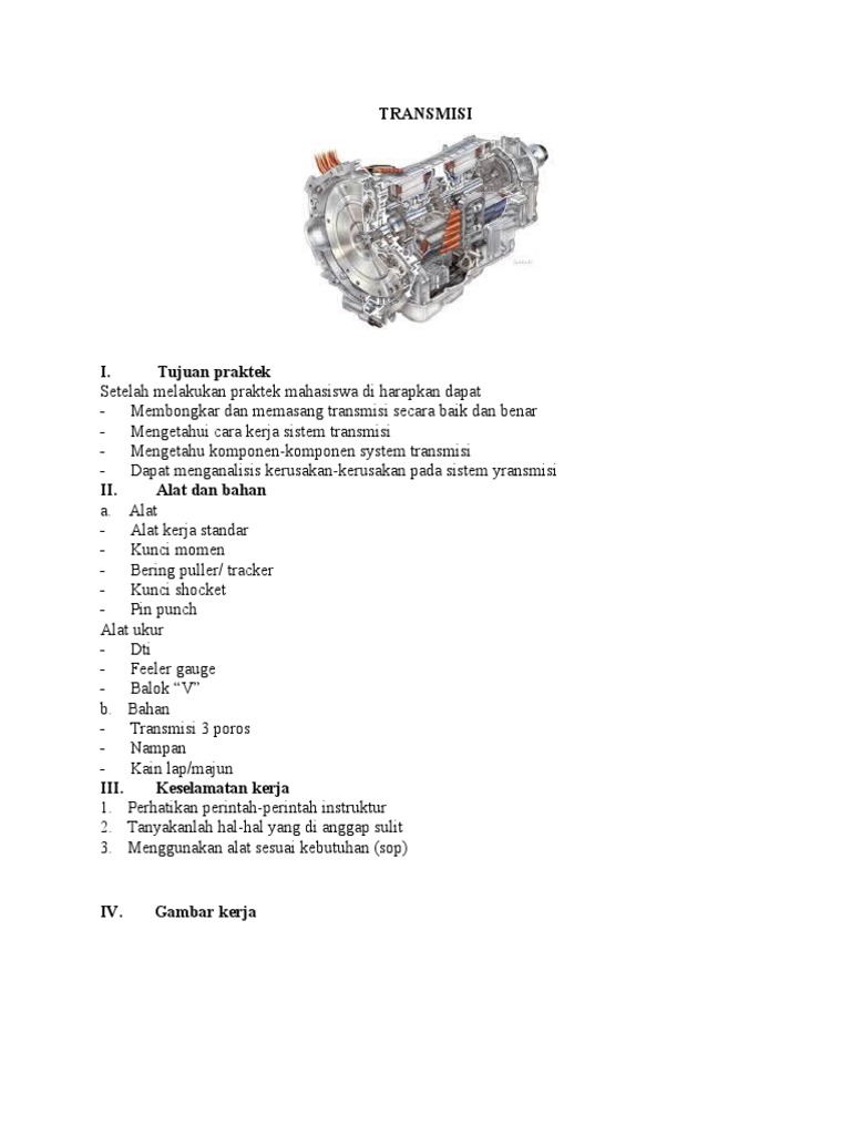 JobSheet TRANSMISI | PDF