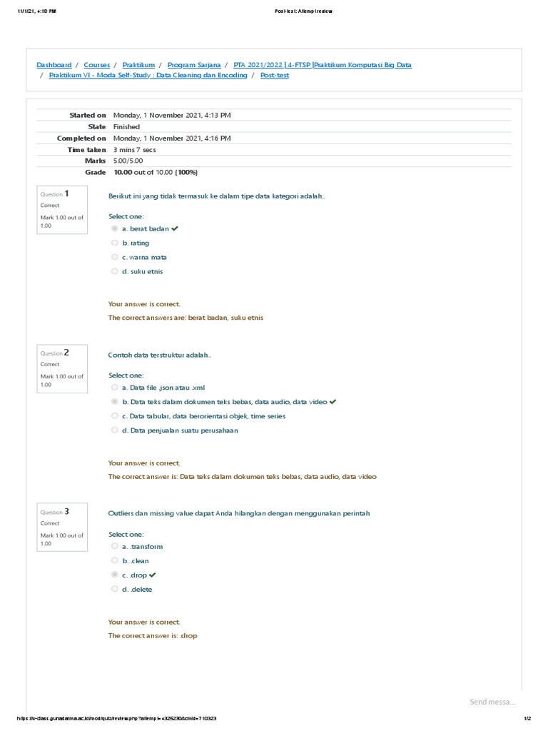Big Data Self-Study Post-Test | PDF | Computing | Persistence