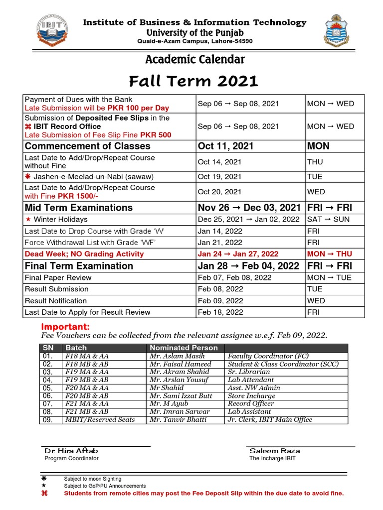 Fall Term 2021: Academic Calendar | PDF | Services (Economics) | Payments