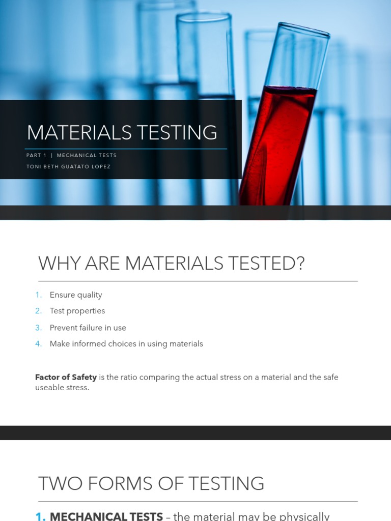Materials Testing: Part 1 - Mechanical Tests Toni Beth Guatato Lopez ...