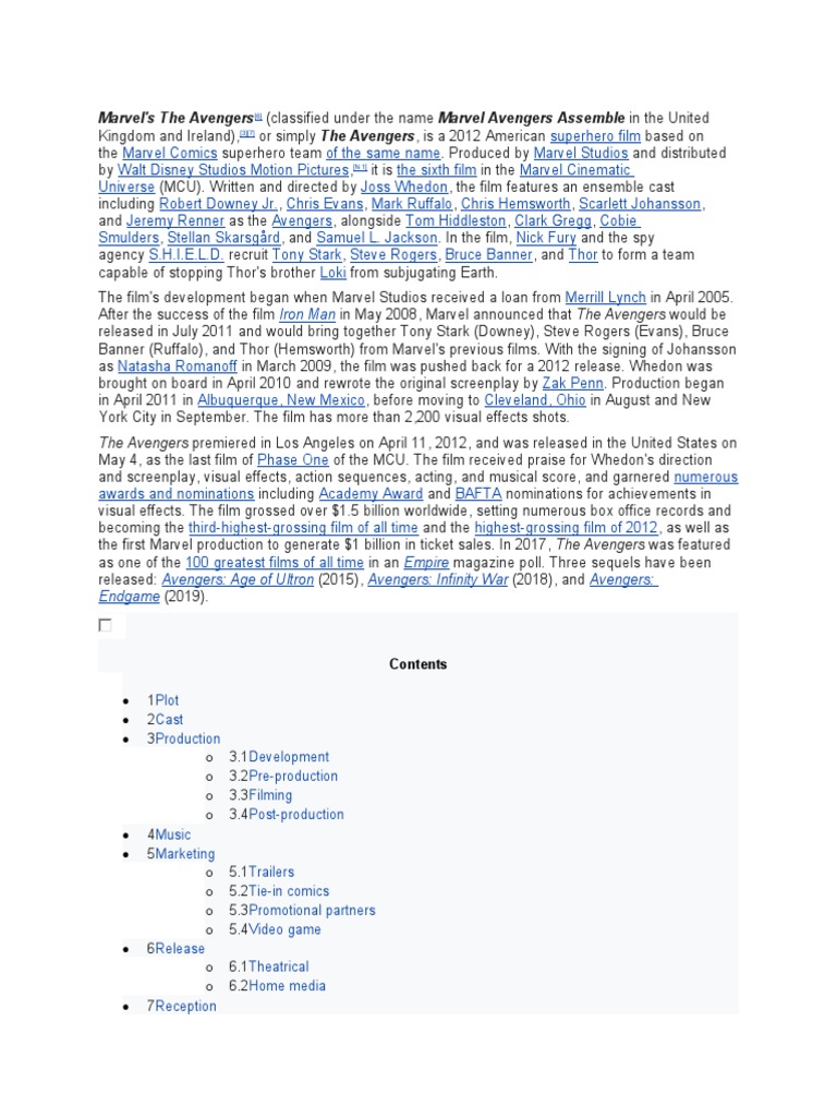 Marvel's The Avengers: Iron Man | PDF