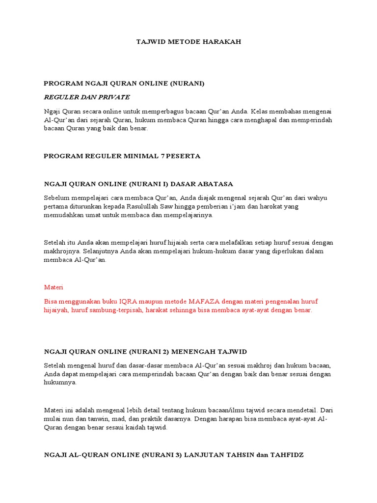 Tajwid Metode Harakah Sip | PDF