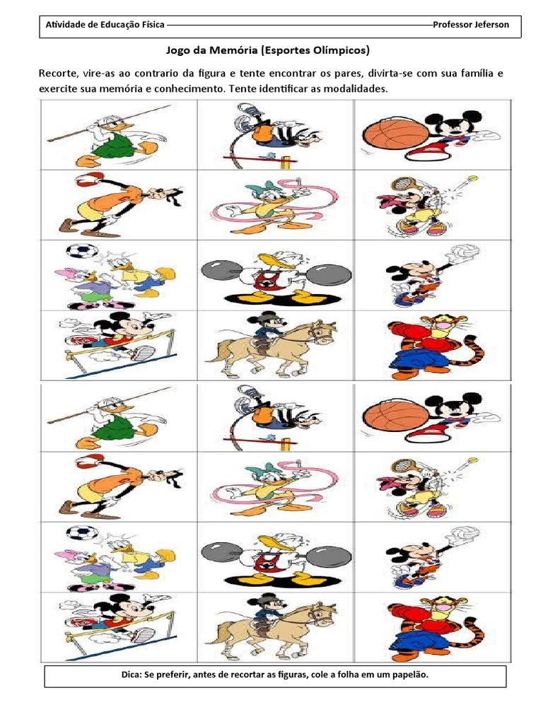 Jogo da Memória de Esportes Olímpicos: Um Exercício Divertido de ...