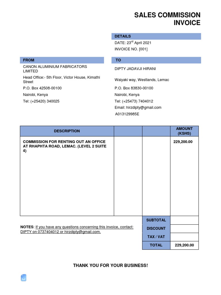 Rental Commission Invoice | PDF