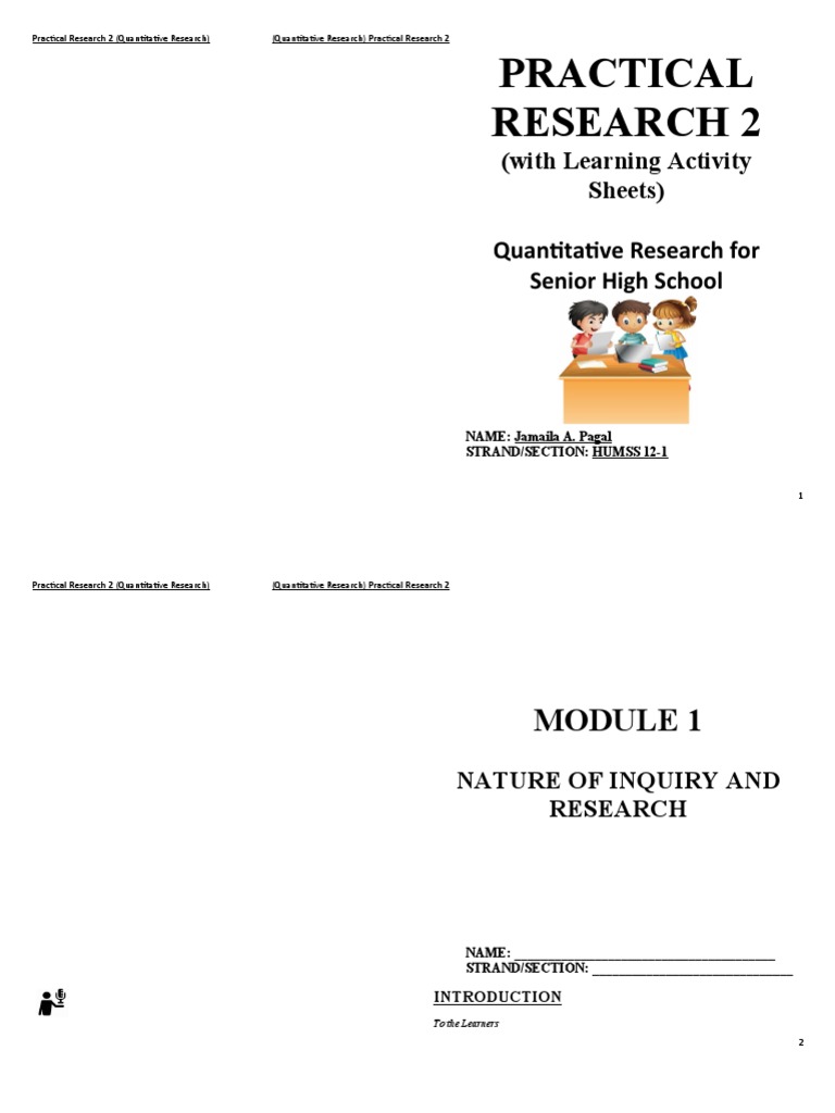 Practical Research 2: (With Learning Activity Sheets) Quantitative ...