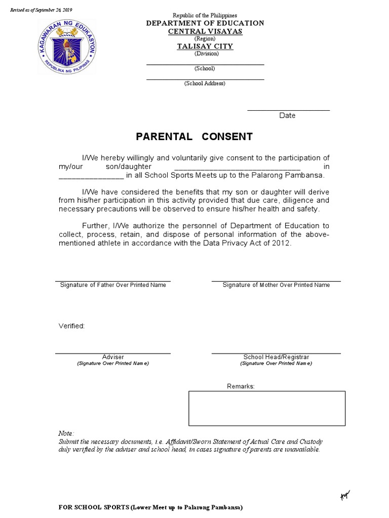 2020 Parents Consent Revised 2 | PDF | Government | Privacy