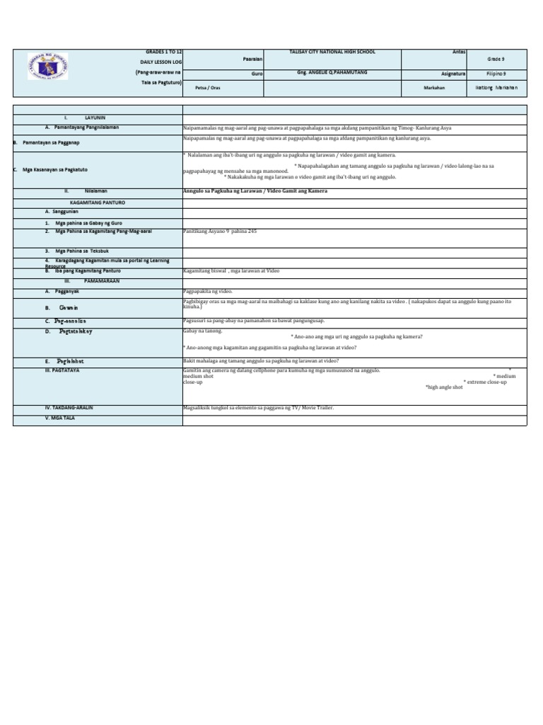 DAILY LOG Plan | PDF