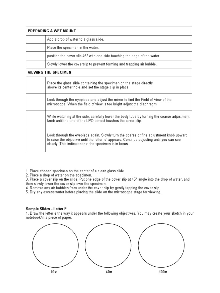 Preparing A Wet Mount | PDF | Electromagnetic Radiation | Optical Devices