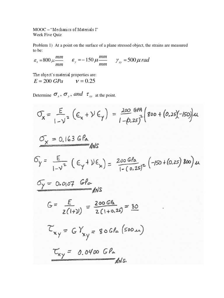 Mechanics of Materials Sample Problems 5 | PDF
